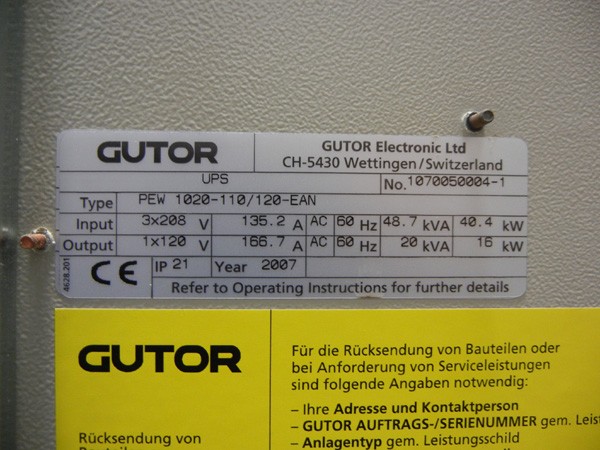 NEW Gutor Class ll UPS PEW 1020-110/120-EAN / 2-55000-UPS-1 AC to AC ...